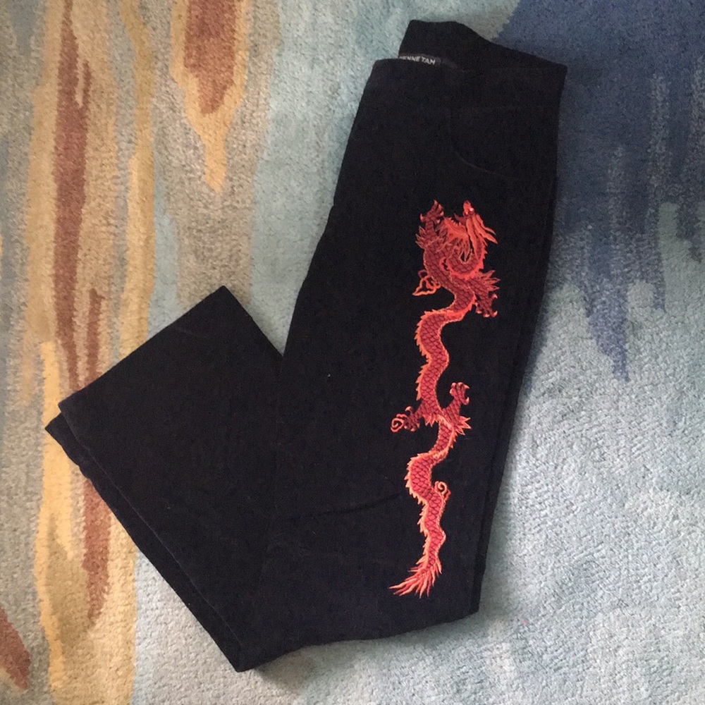 Rare Vivienne Tam Size 1 Velvet Dragon Pants - Gem